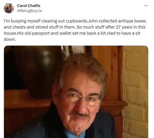 John Challis' wife Carol posts emotional message after cleaning out the ...